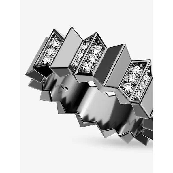 APM MONACO Up And Down Ruthenium Plated Alloy And Cubic Zirconia Ring
