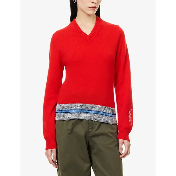 JW Anderson V-neck Contrast-trim Wool Jumper