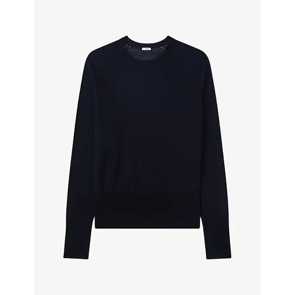 JOSEPH Geras Long-sleeved Cashmere Top - Navy