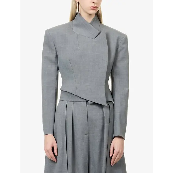 A.W.A.K.E. Mode Cropped Double-breasted Woven Jacket