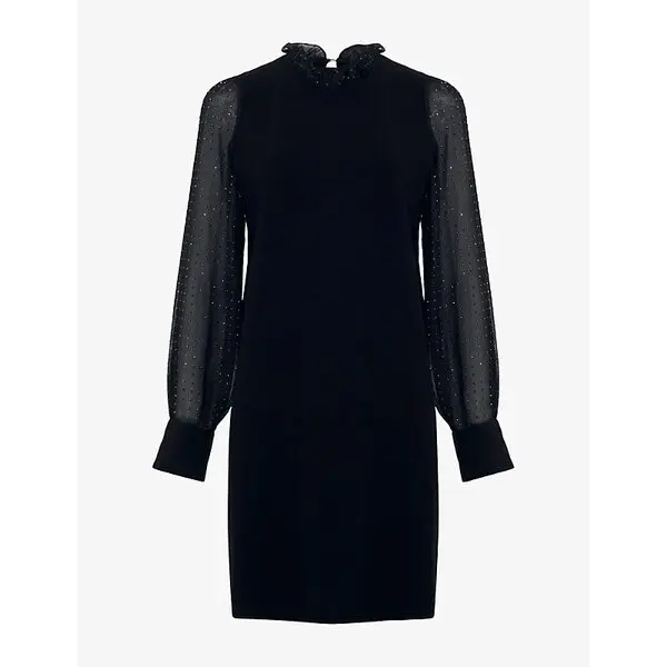 PHASE EIGHT Thea Rhinestone-embellished Knitted Mini Dress - Black
