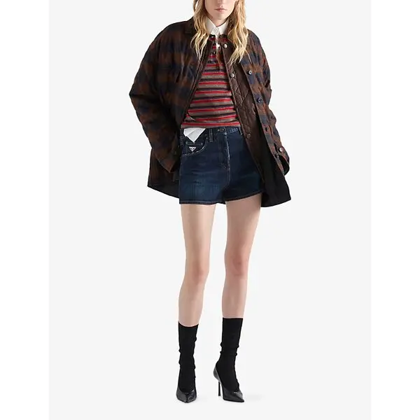Prada Wide-leg Mid-rise Denim Shorts