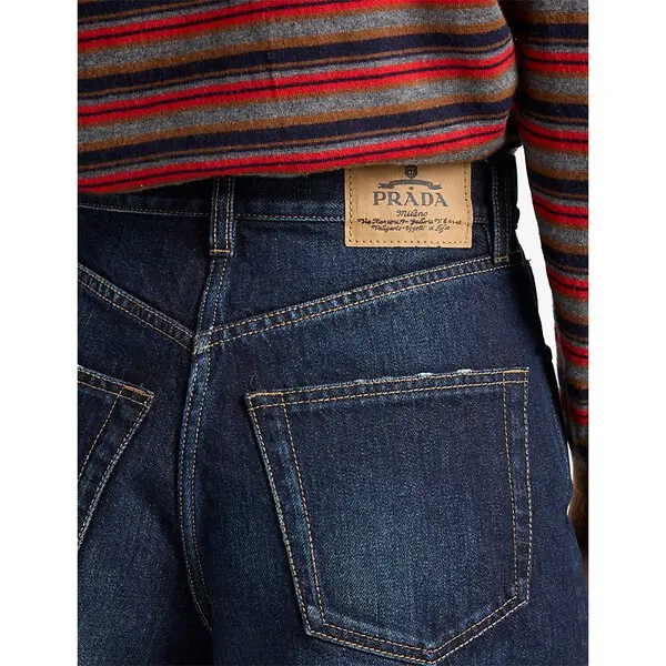 Prada Wide-leg Mid-rise Denim Shorts