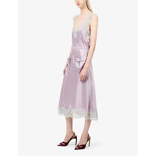 Rabanne Lace-trim Silk-blend Midi Dress