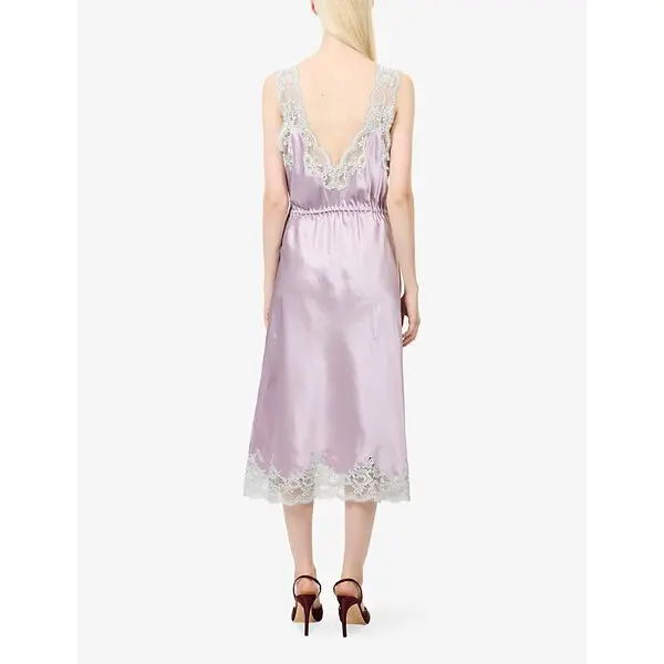 Rabanne Lace-trim Silk-blend Midi Dress