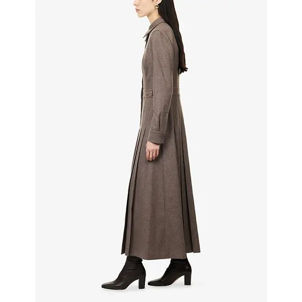 Gabriela Hearst Ethel Pleated Wool-blend Midi Dress
