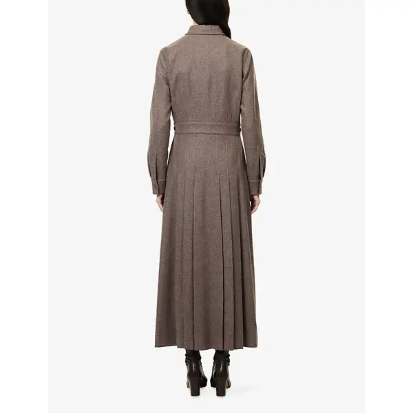 Gabriela Hearst Ethel Pleated Wool-blend Midi Dress