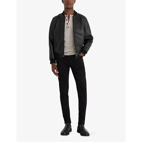 REISS Strain Regular-fit Leather Bomber Jacket