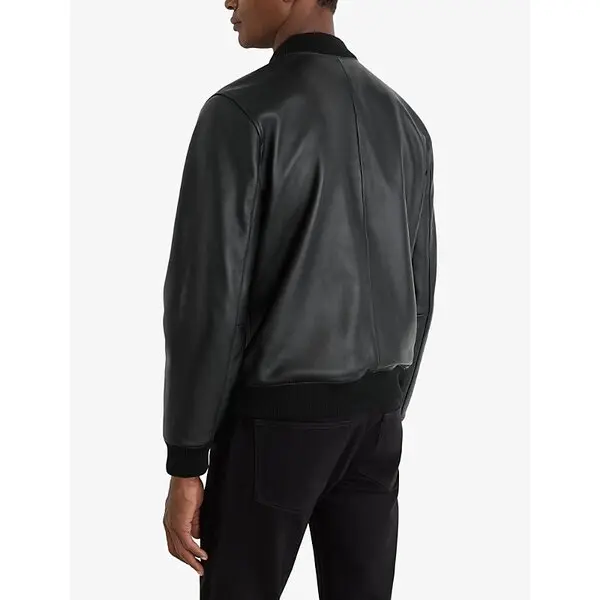REISS Strain Regular-fit Leather Bomber Jacket