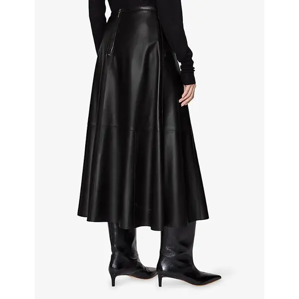 JOSEPH Helius High-rise Leather Midi Skirt