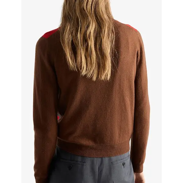 Prada Argyle-intarsia Polo-collar Cashmere Jumper