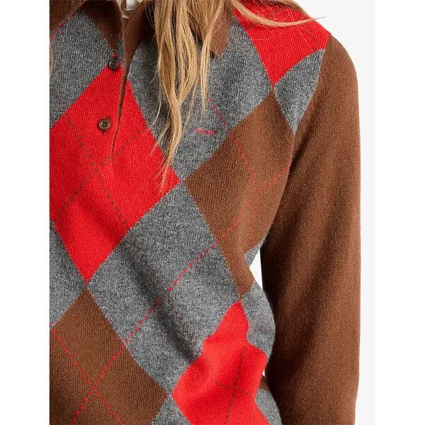 Prada Argyle-intarsia Polo-collar Cashmere Jumper