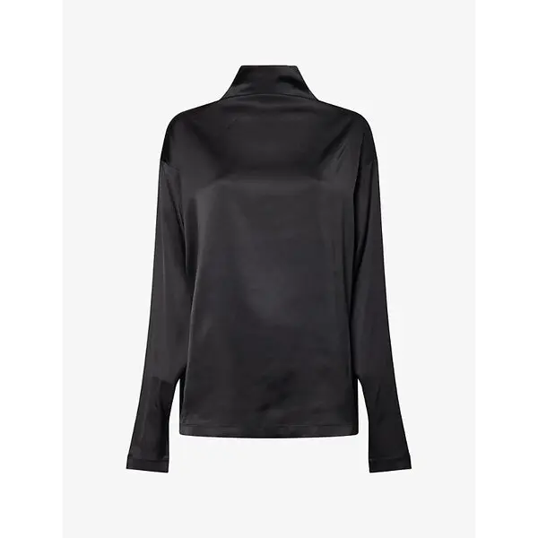 AGOLDE Bryony High-neck Satin Top - Black