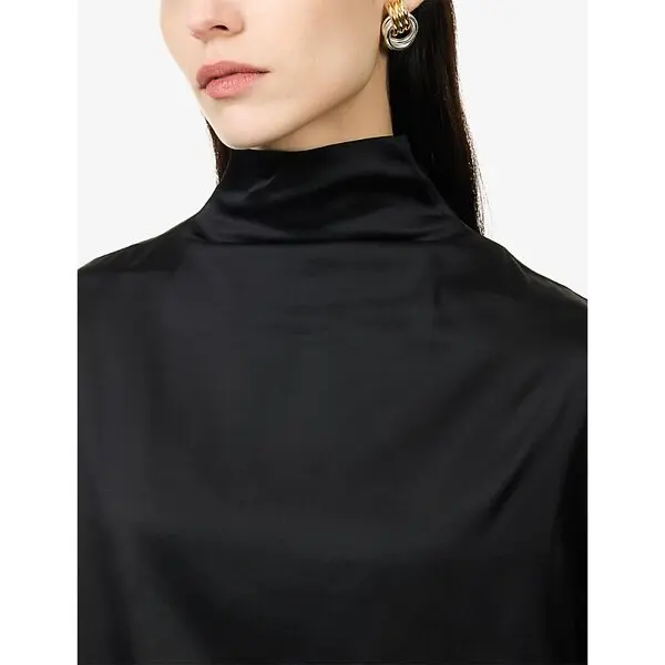 AGOLDE Bryony High-neck Satin Top