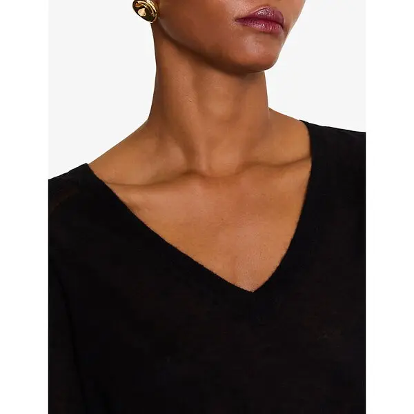 JOSEPH Cetus V-neck Long-sleeve Cashmere Top