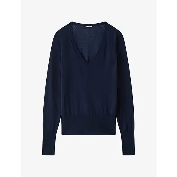 JOSEPH Cetus V-neck Long-sleeve Cashmere Top