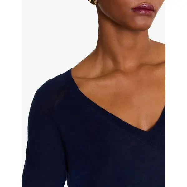 JOSEPH Cetus V-neck Long-sleeve Cashmere Top