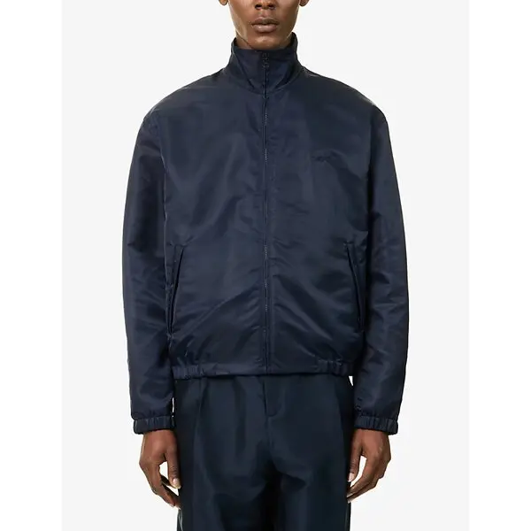 Bottega Veneta Embroidered-logo Funnel-neck Woven Jacket