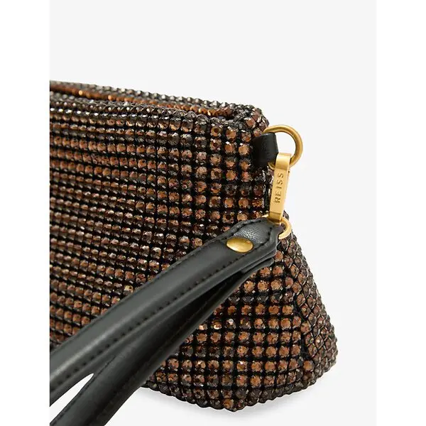 REISS Olga Crystal-embellished Woven Pouch