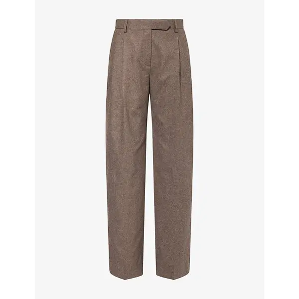 Gabriela Hearst Henge Wide-leg Wool-blend Trousers - Walnut