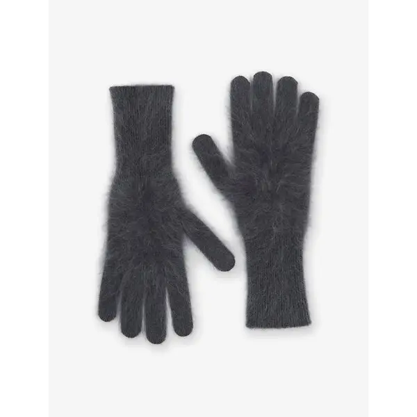 REISS Millie Brushed-cashmere Gloves - Grey