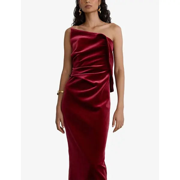 REISS Dasha Structu Strapless Stretch-velvet Midi Dress
