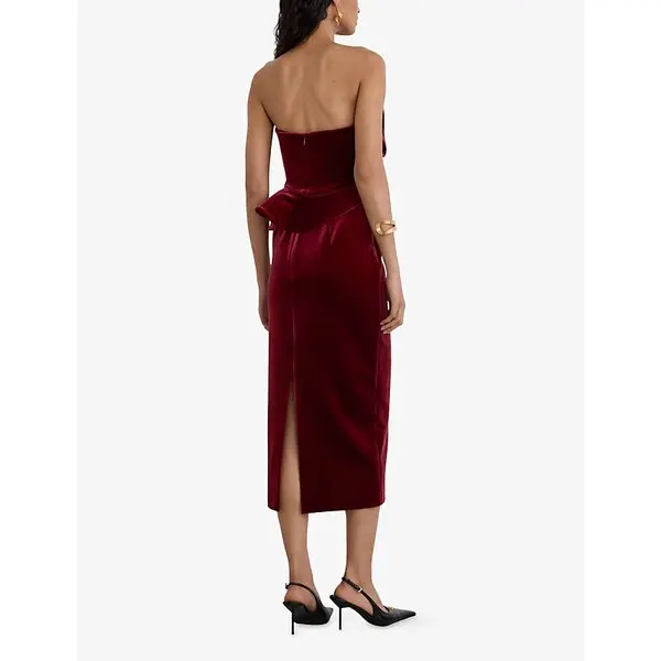 REISS Dasha Structu Strapless Stretch-velvet Midi Dress