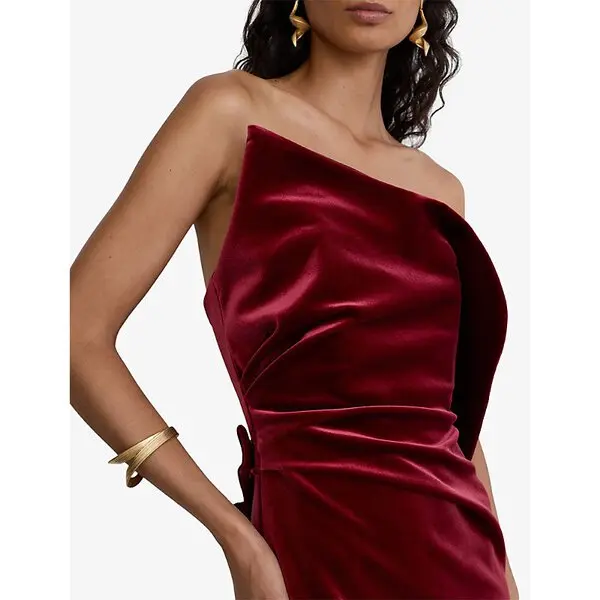 REISS Dasha Structu Strapless Stretch-velvet Midi Dress