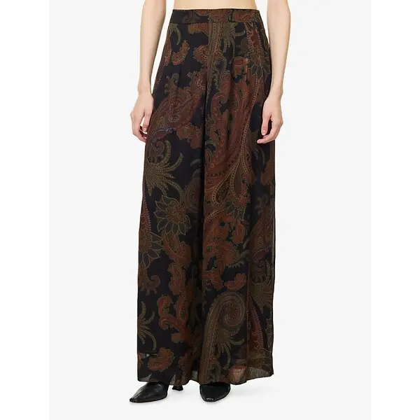 Paige Carina Paisley-print Crepe Trousers