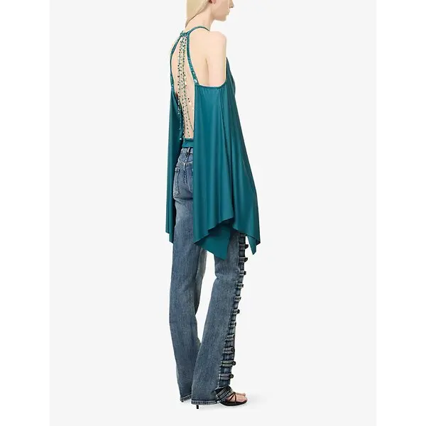 JADED LONDON Alula Embellished Backless Woven Top