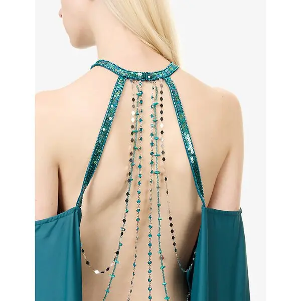 JADED LONDON Alula Embellished Backless Woven Top