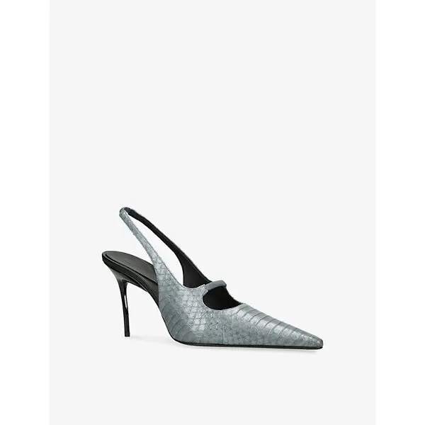 AZZEDINE ALAIA Drop Croc-effect Leather Heeled Courts