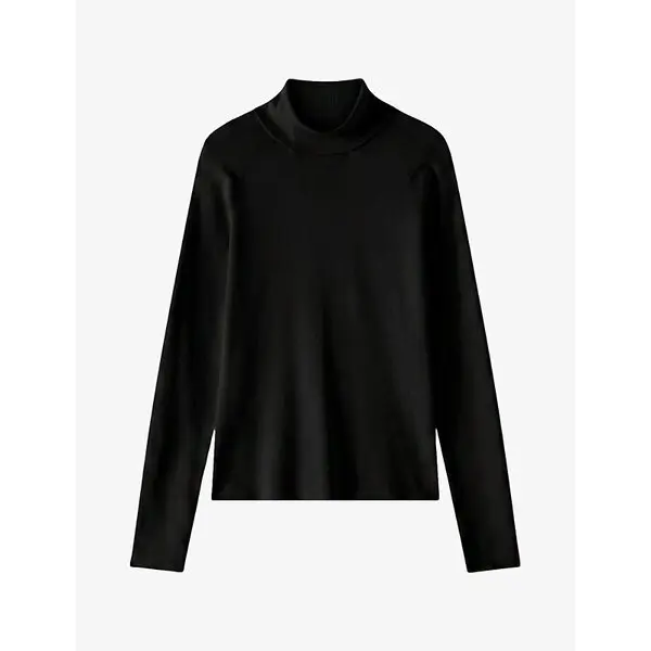 JOSEPH Lola High-neck Long-sleeve Silk Top - Black