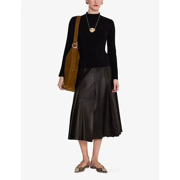 JOSEPH Lola High-neck Long-sleeve Silk Top