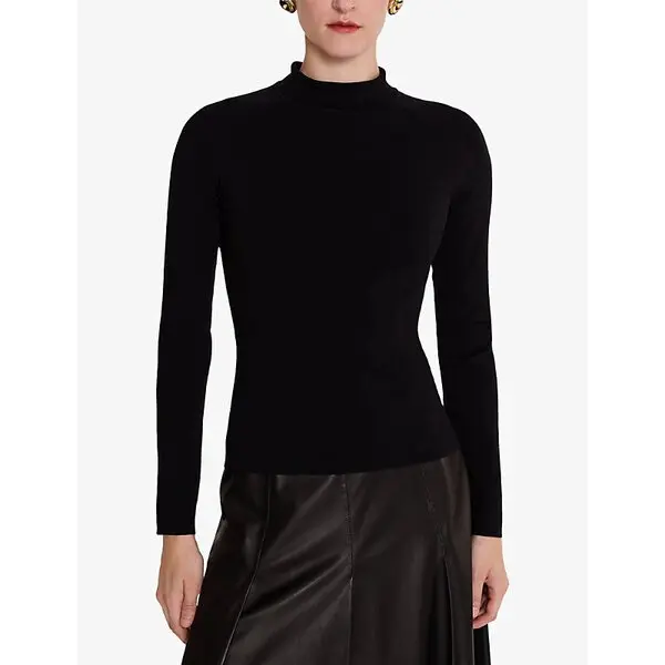 JOSEPH Lola High-neck Long-sleeve Silk Top