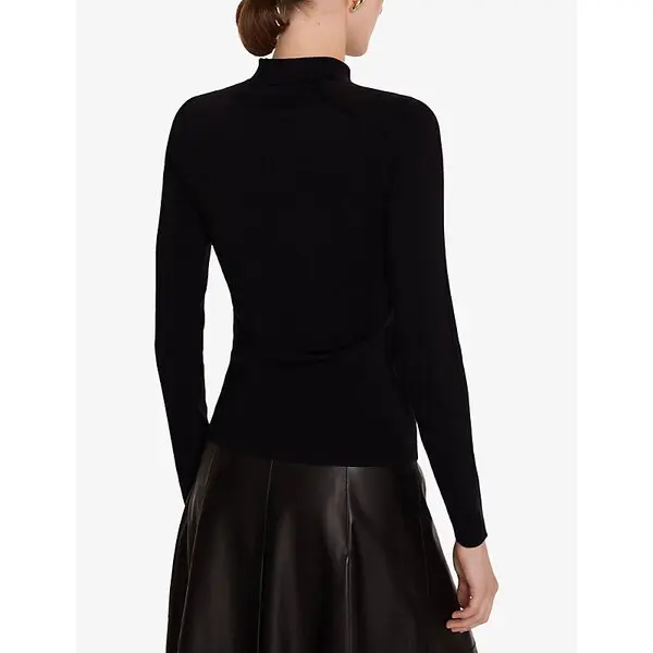 JOSEPH Lola High-neck Long-sleeve Silk Top