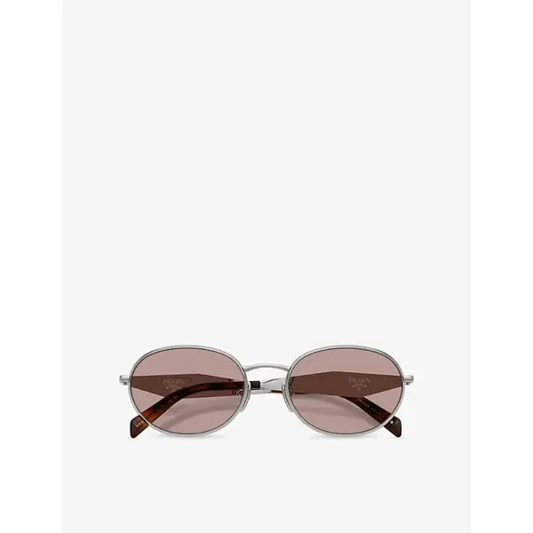 Prada Pr D57s Oval-frame Metal Sunglasses