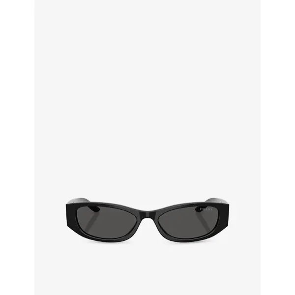 Prada Pr D22s Oval-frame Acetate Sunglasses - Black