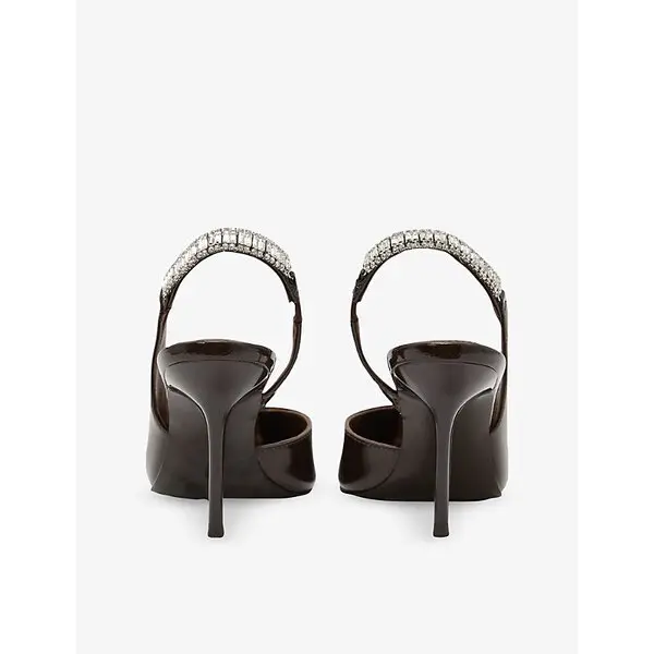 REISS Luella Heeled Patent-leather Sling-back Courts