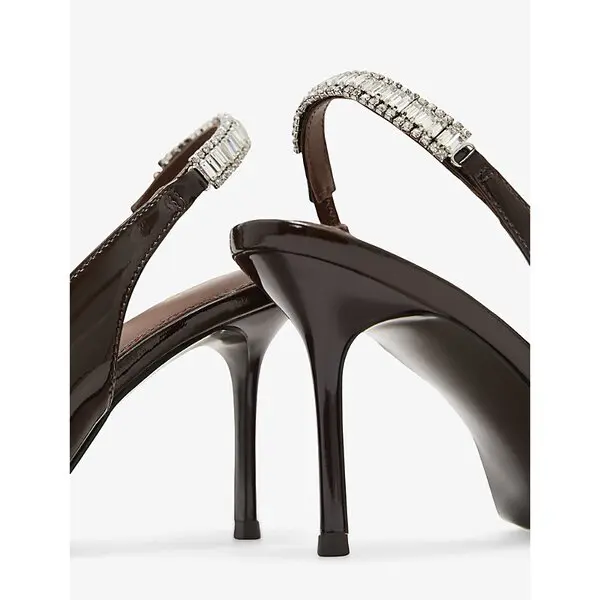 REISS Luella Heeled Patent-leather Sling-back Courts