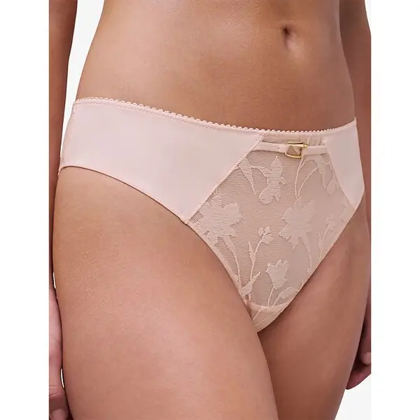 Chantelle Floral-embroidered Tanga Briefs - Taffeta Pink