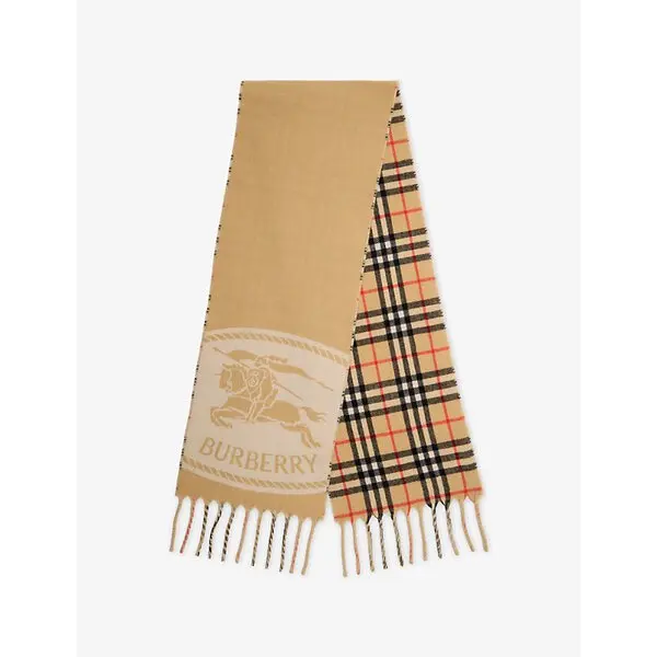 Burberry Reversible Knight Stamp Cashmere Scarf