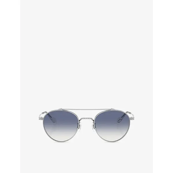 Oliver Spencer Ov1223st Watts Oval-frame Metal Sunglasses - Silver