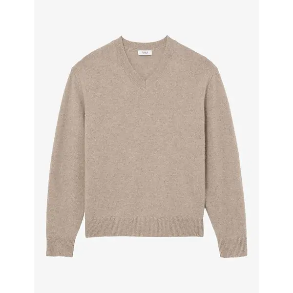 REISS Jenna V-neck Cashmere Jumper - Neutral