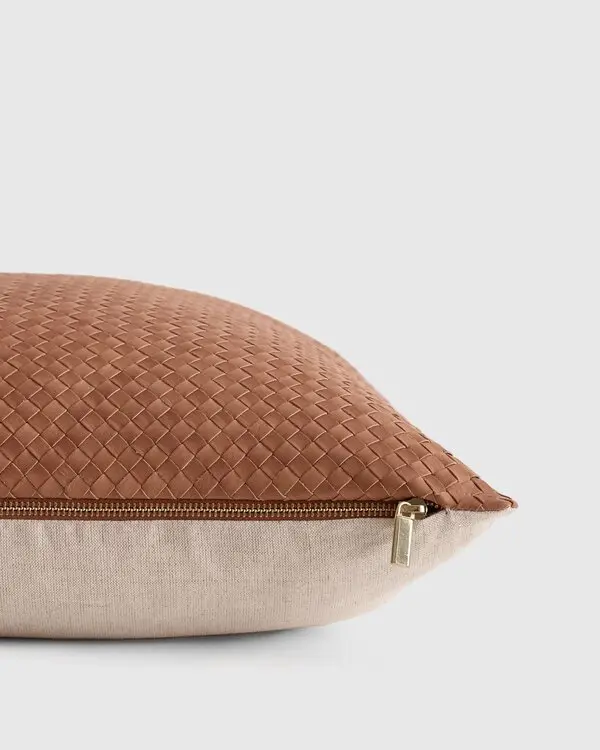 Quince Woven Leather Pillow Cover
