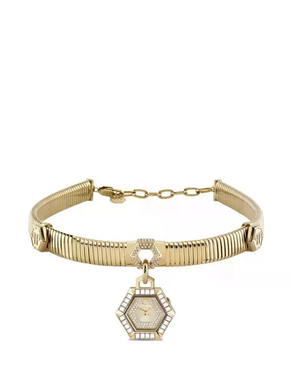 Philipp Plein Plein Cuff Crystal-embellished Necklace
