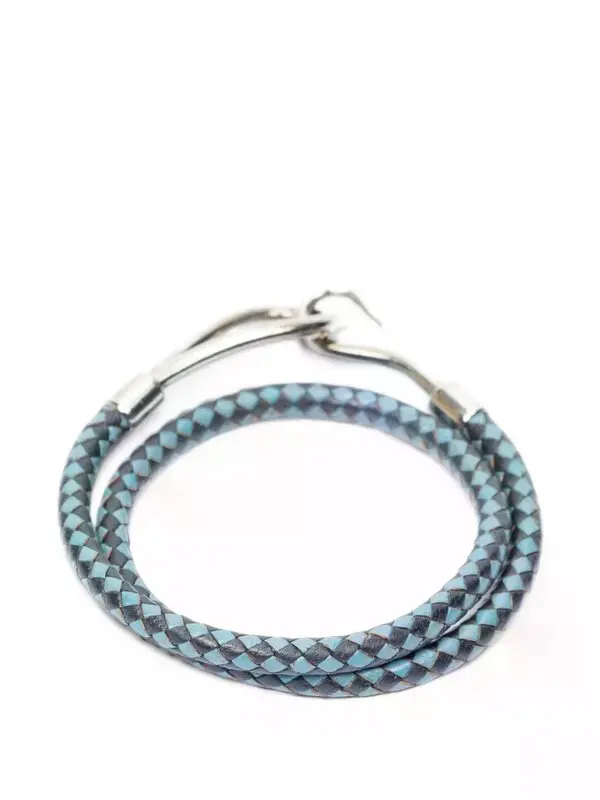 Hermès Jumbo Braided Leather Bracelet - Silver