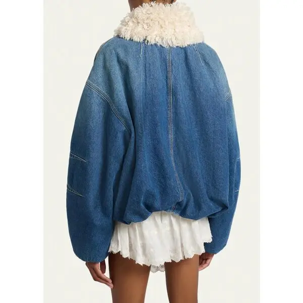 Isabel Marant Étoile Charone Short Denim Jacket With Faux Fur Trim