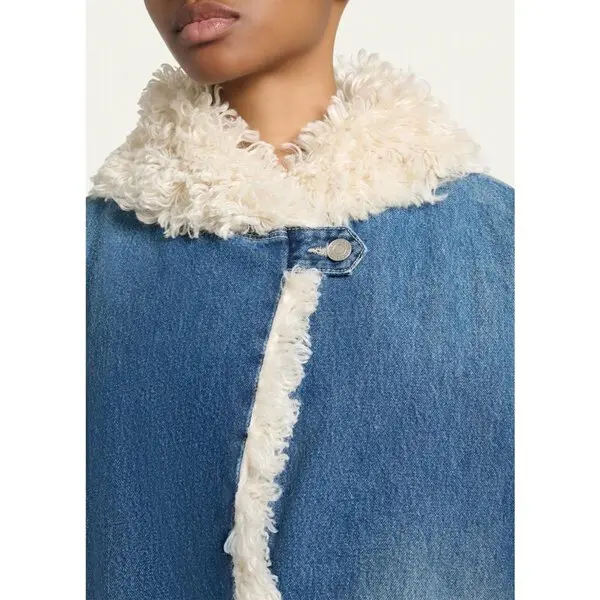 Isabel Marant Étoile Charone Short Denim Jacket With Faux Fur Trim