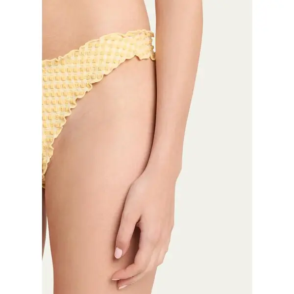 Simkhai Maelie Textured Gingham Bikini Bottoms